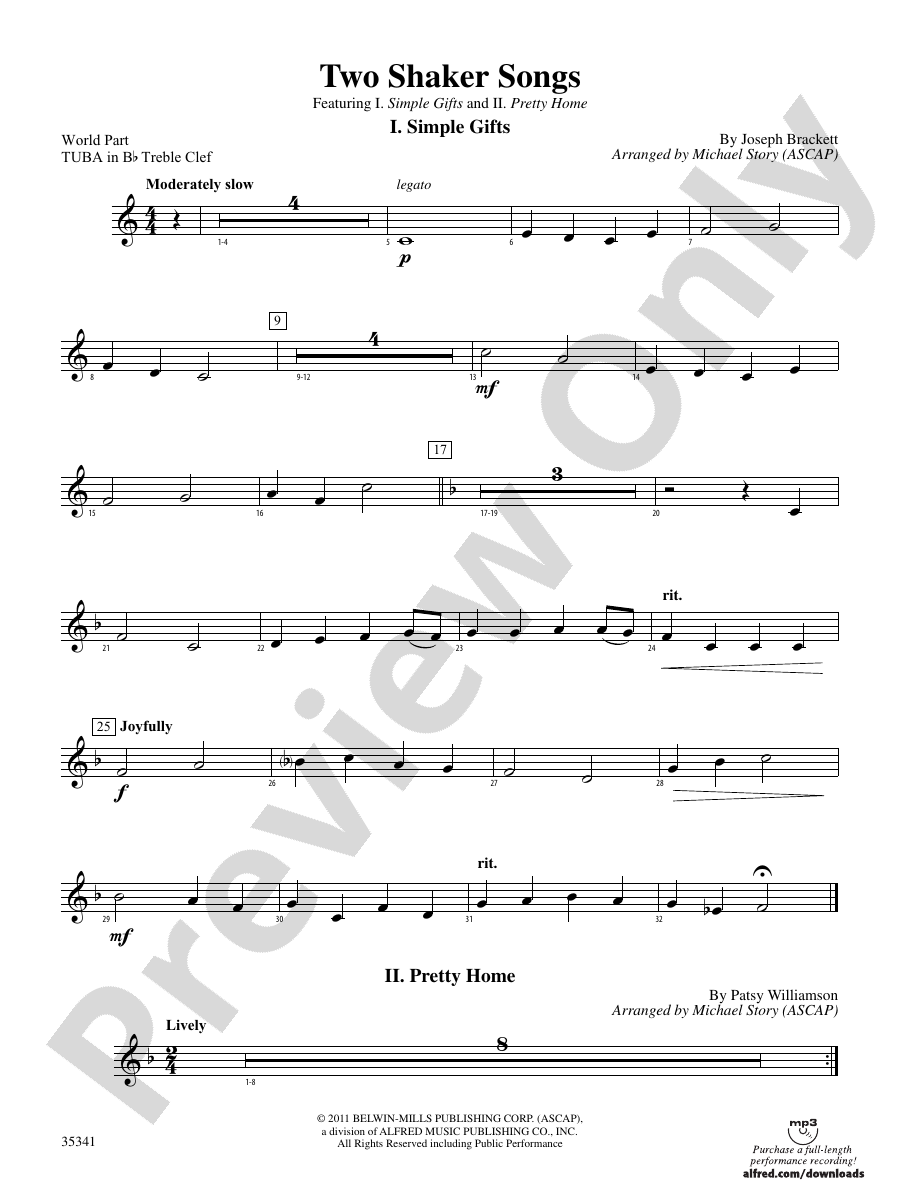 Two Shaker Songs: (wp) B-flat Tuba T.C.: (wp) B-flat Tuba T.C. World ...
