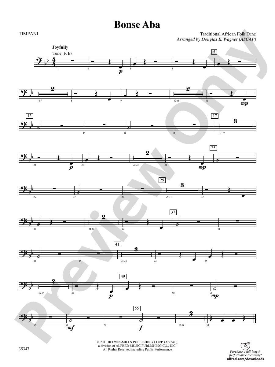 Bonse Aba: Timpani: Timpani Part - Digital Sheet Music Download