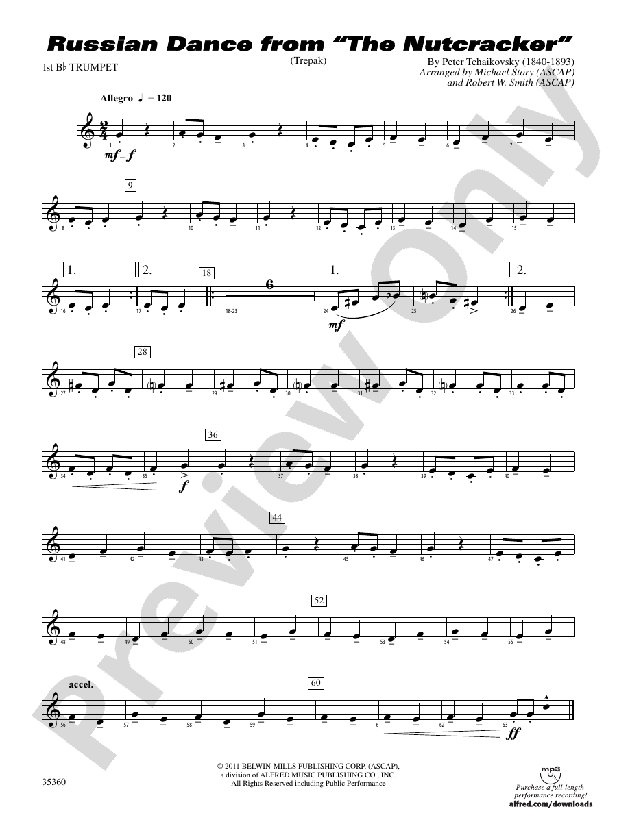 Russian Dance from The Nutcracker: 1st B-flat Trumpet: 1st B-flat ...
