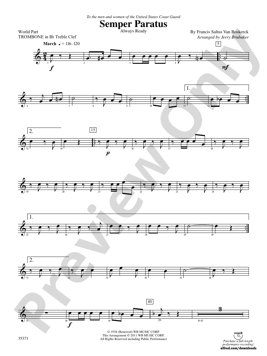 Semper Paratus: (wp) 1st B-flat Trombone T.C.: (wp) 1st B-flat Trombone T.C. World Part ...