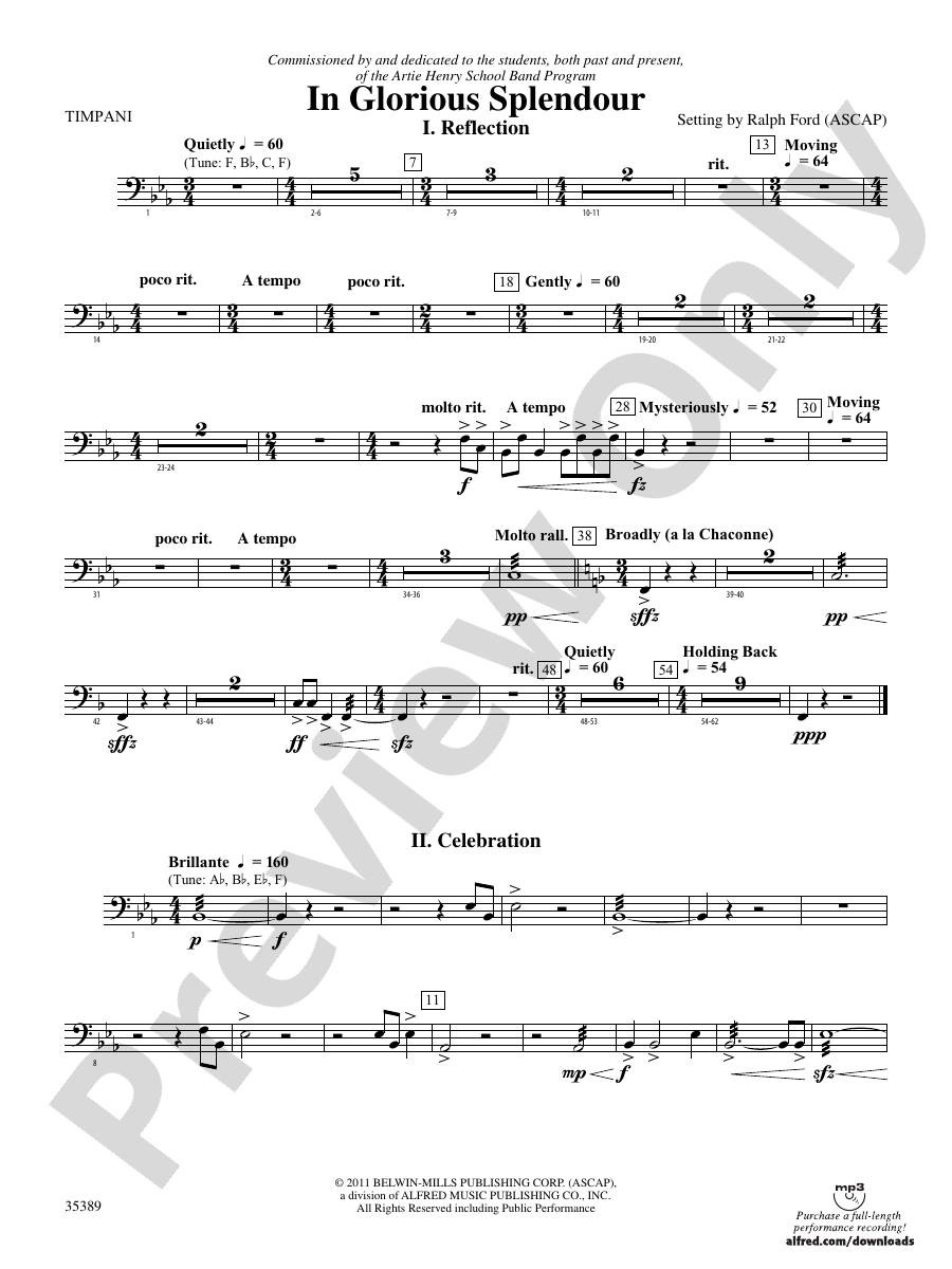 In Glorious Splendour: Timpani: Timpani Part - Digital Sheet Music Download
