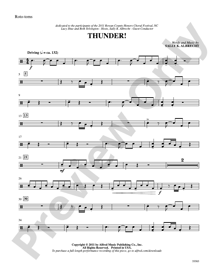 Thunder!: 2nd Percussion: 2nd Percussion Part - Digital Sheet Music ...