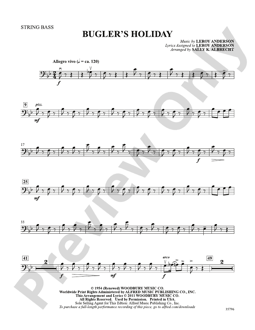 Bugler's Holiday: String Bass: String Bass Part - Digital Sheet Music Download