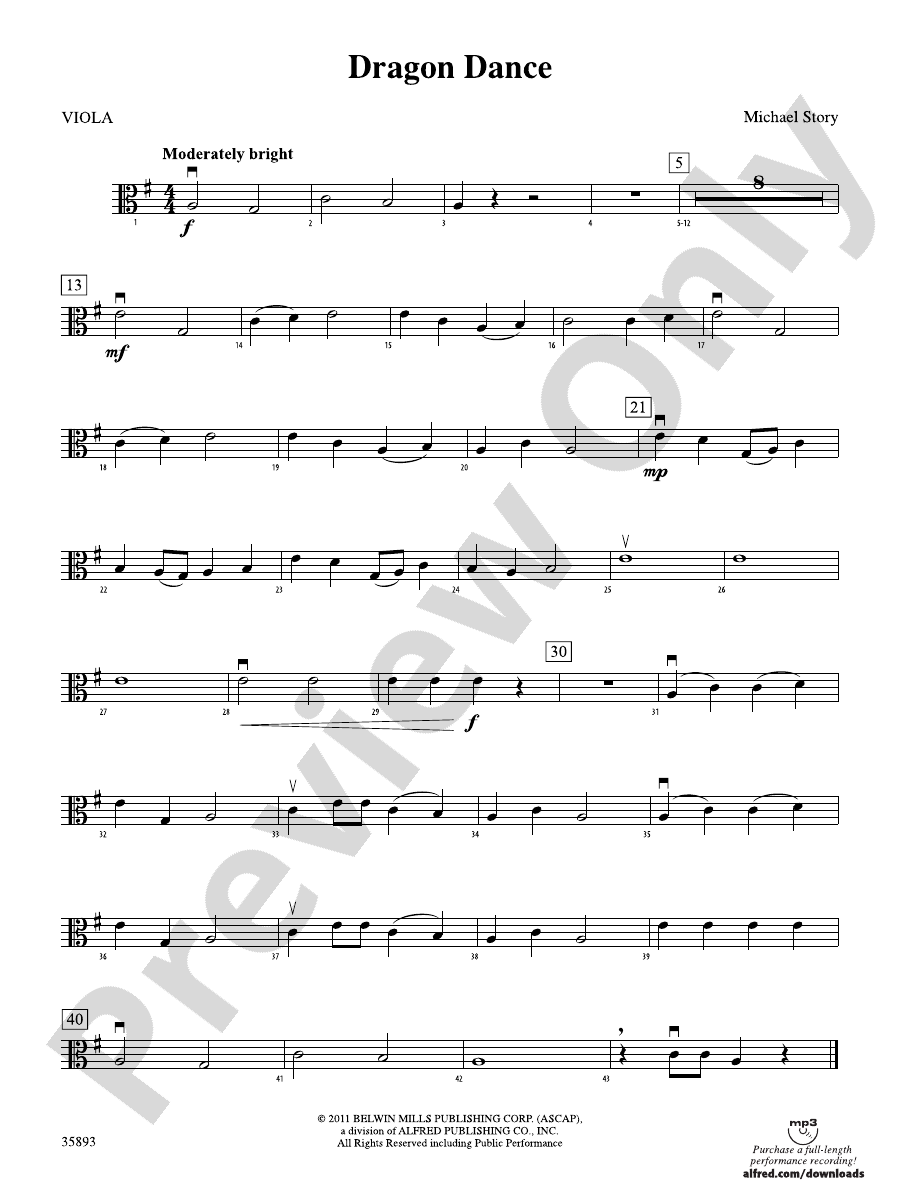 Dragon Dance: Viola: Viola Part - Digital Sheet Music Download