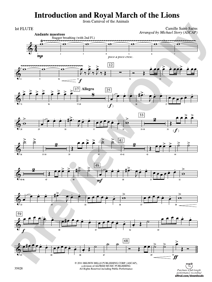 Introduction and Royal March of the Lions (from Carnival of the Animals ...