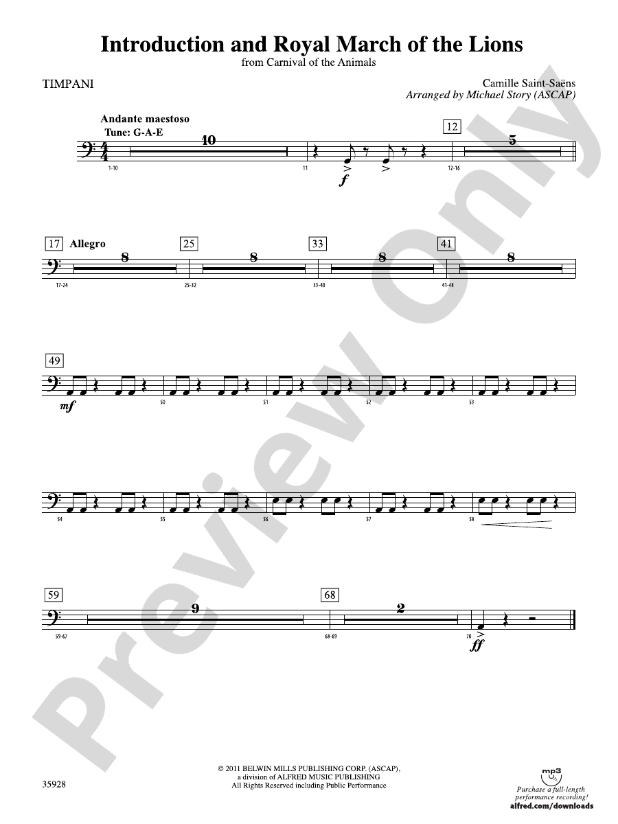 Introduction and Royal March of the Lions (from Carnival of the Animals ...