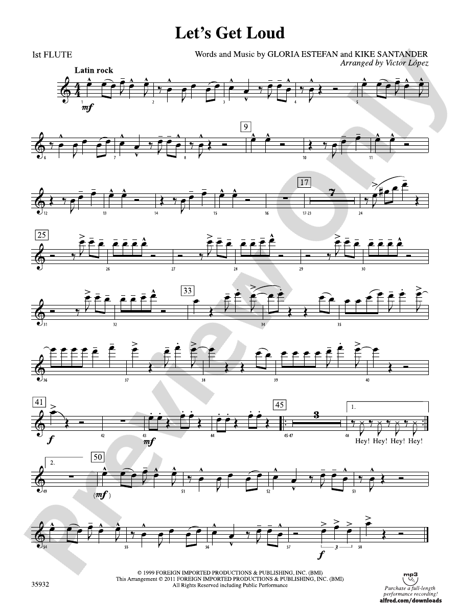 Let's Get Loud: Flute: Flute Part - Digital Sheet Music Download