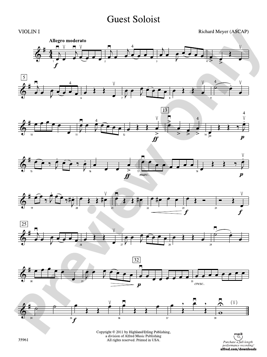 Guest Soloist: 1st Violin: 1st Violin Part - Digital Sheet Music Download