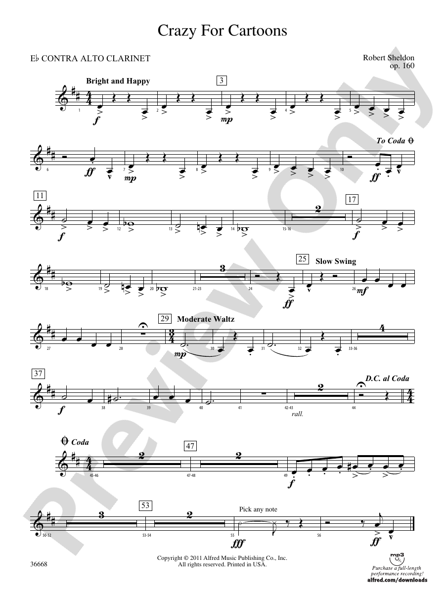 Crazy for Cartoons: (wp) E-flat Contrabass Clarinet: (wp) E-flat Contrabass Clarinet World Part ...