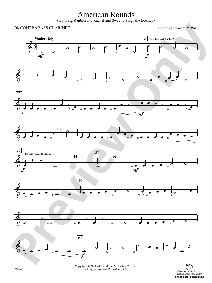 American Rounds: (wp) B-flat Contrabass Clarinet: (wp) B-flat Contrabass Clarinet World Part ...