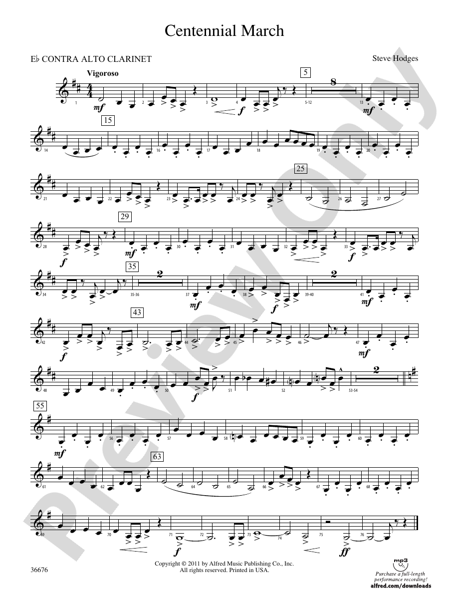 Centennial March: (wp) E-flat Contrabass Clarinet: (wp) E-flat Contrabass Clarinet World Part ...