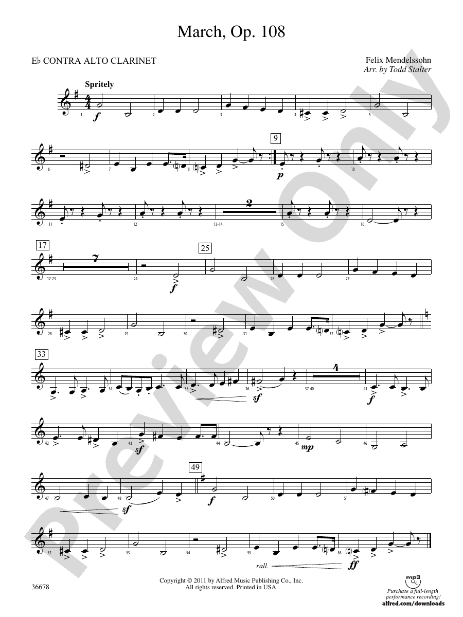March, Op. 108: (wp) E-flat Contrabass Clarinet: (wp) E-flat Contrabass Clarinet World Part ...
