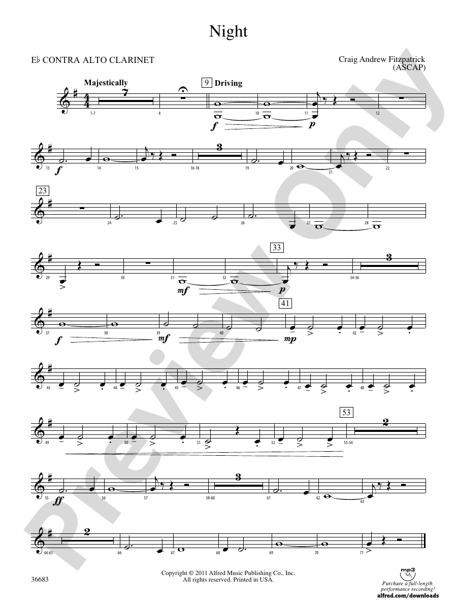 Night: (wp) E-flat Contrabass Clarinet: (wp) E-flat Contrabass Clarinet World Part - Digital ...