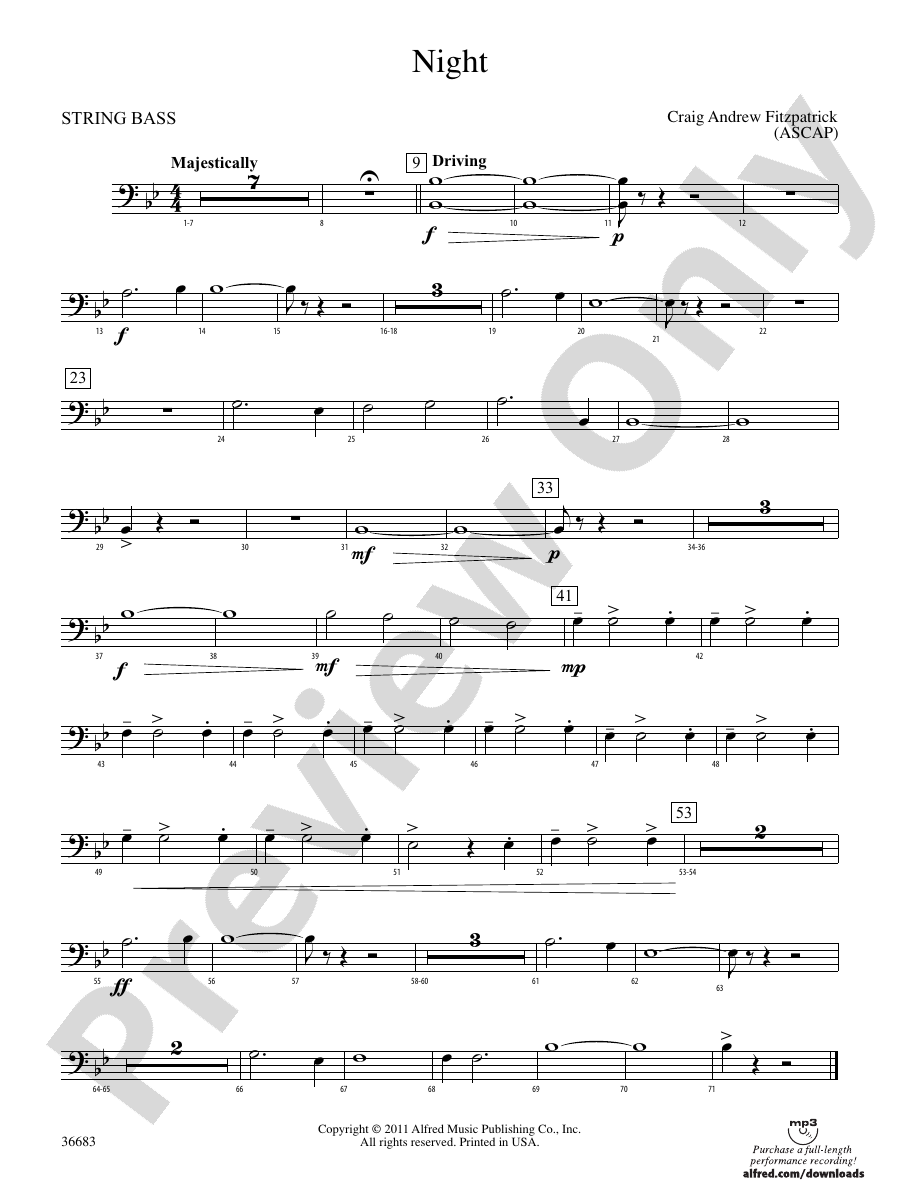 Night: (wp) String Bass: (wp) String Bass World Part - Digital Sheet Music Download