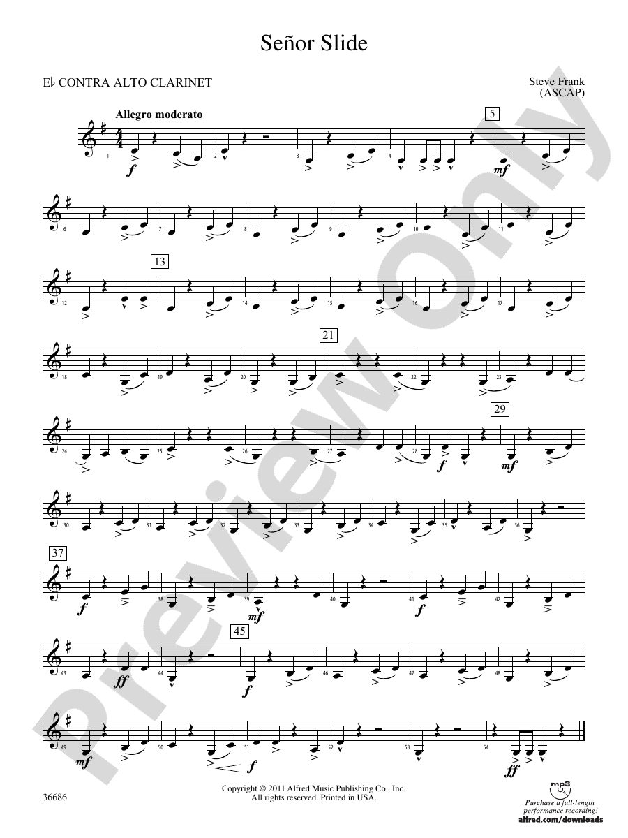 Señor Slide: (wp) E-flat Contrabass Clarinet: (wp) E-flat Contrabass Clarinet World Part ...