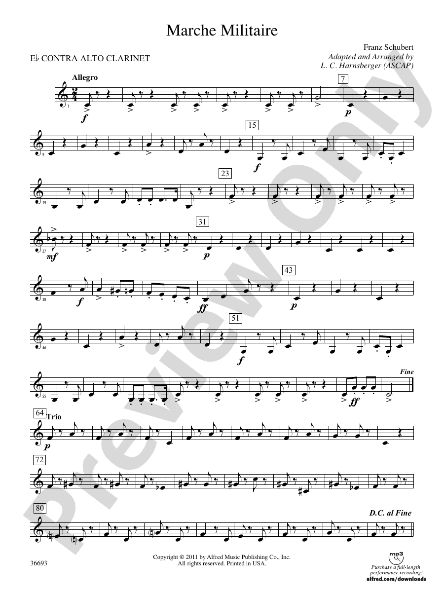 Marche Militaire: (wp) E-flat Contrabass Clarinet: (wp) E-flat Contrabass Clarinet World Part ...