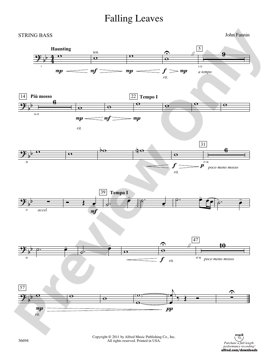 Falling Leaves: (wp) String Bass: (wp) String Bass World Part - Digital Sheet Music Download