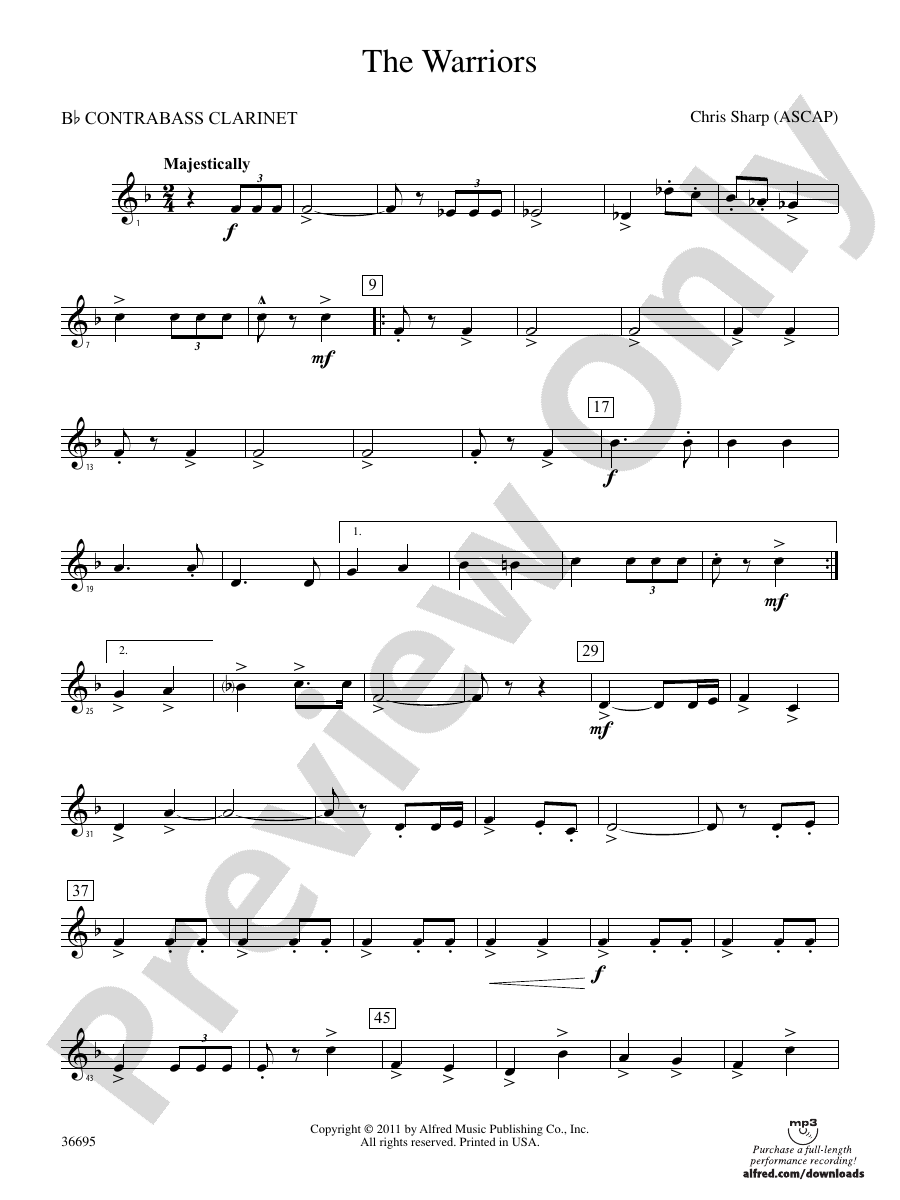 The Warriors: (wp) B-flat Contrabass Clarinet: (wp) B-flat Contrabass Clarinet World Part ...