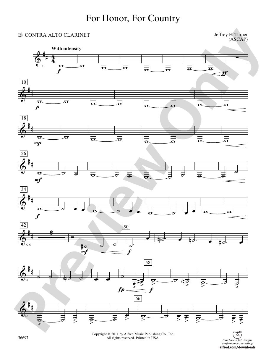 For Honor, For Country: (wp) E-flat Contrabass Clarinet: (wp) E-flat Contrabass Clarinet World ...