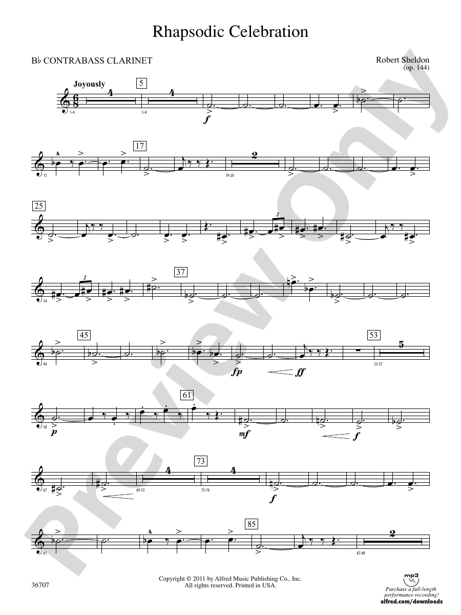 Rhapsodic Celebration: (wp) B-flat Contrabass Clarinet: (wp) B-flat Contrabass Clarinet World ...