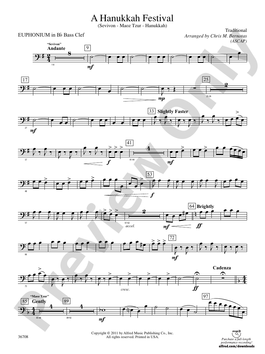A Hanukkah Festival: (wp) B-flat Baritone B.C.: (wp) B-flat Baritone B ...