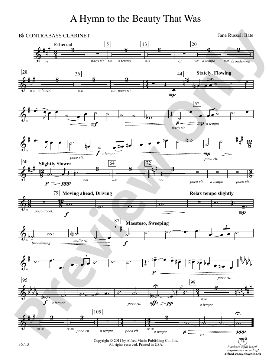 Hymn to the Beauty That Was: (wp) B-flat Contrabass Clarinet: (wp) B-flat Contrabass Clarinet ...