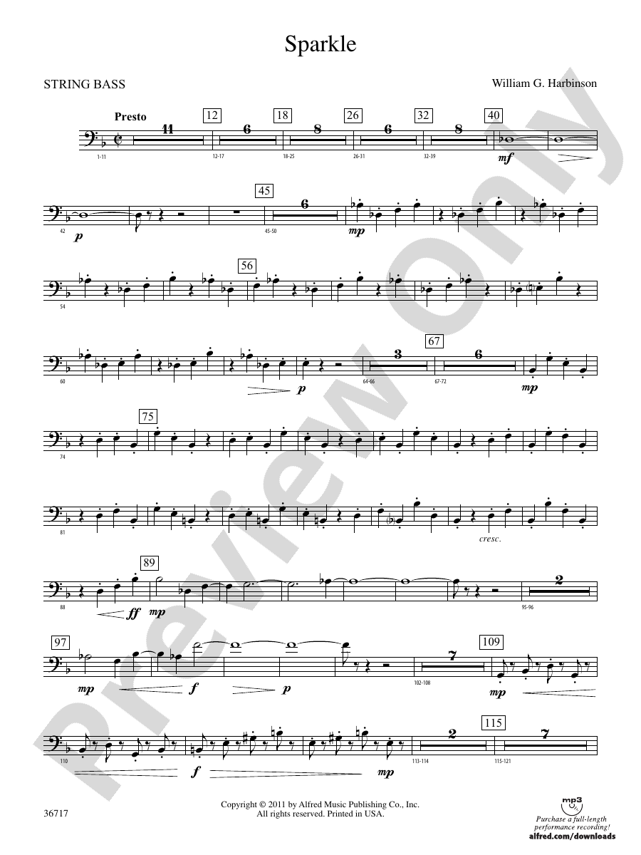 Sparkle: (wp) String Bass: (wp) String Bass World Part - Digital Sheet Music Download