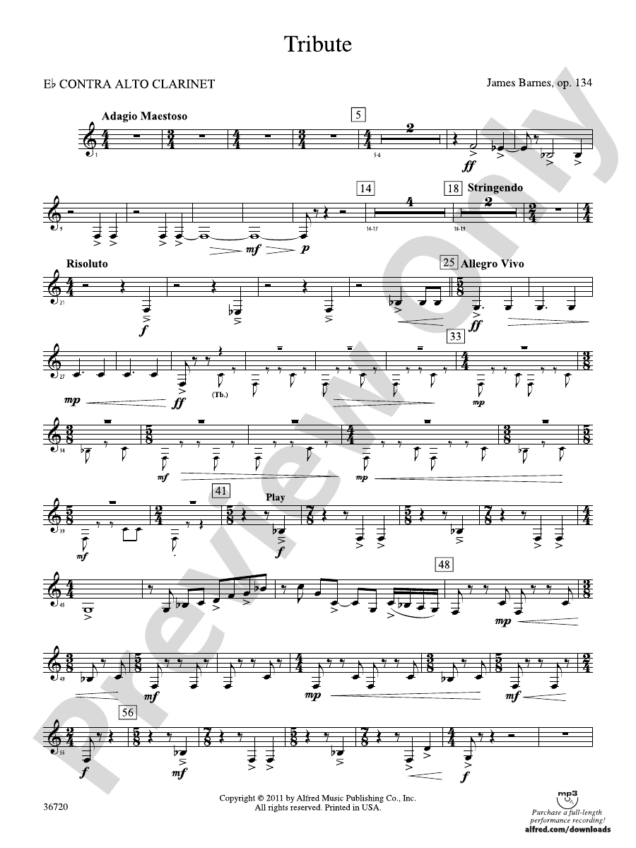 Tribute: E-flat Contra-Alto Clarinet: E-flat Contra-Alto Clarinet Part ...