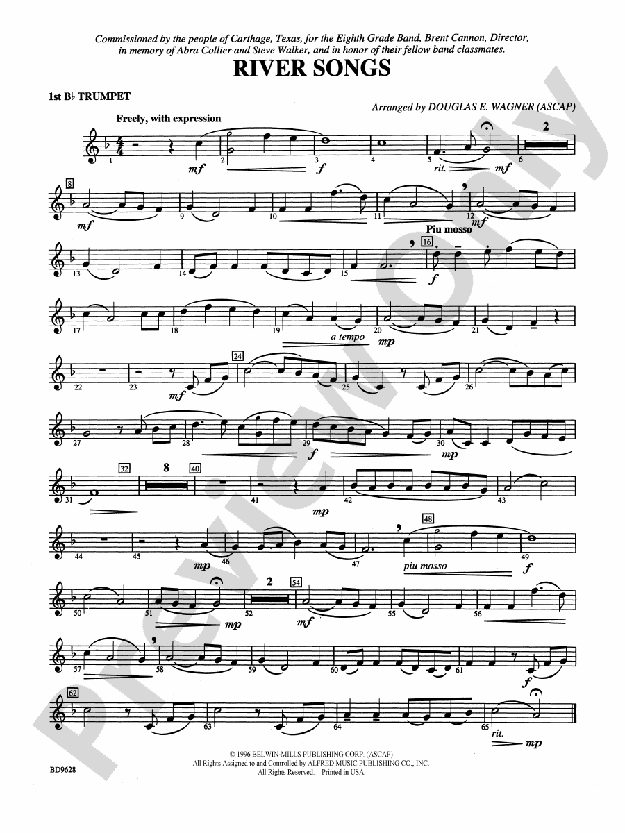 River Songs: 1st B-flat Trumpet: 1st B-flat Trumpet Part - Digital ...