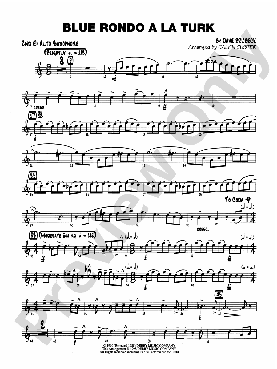 Blue Rondo ala Turk: 2nd E-flat Alto Saxophone: 2nd E-flat Alto ...