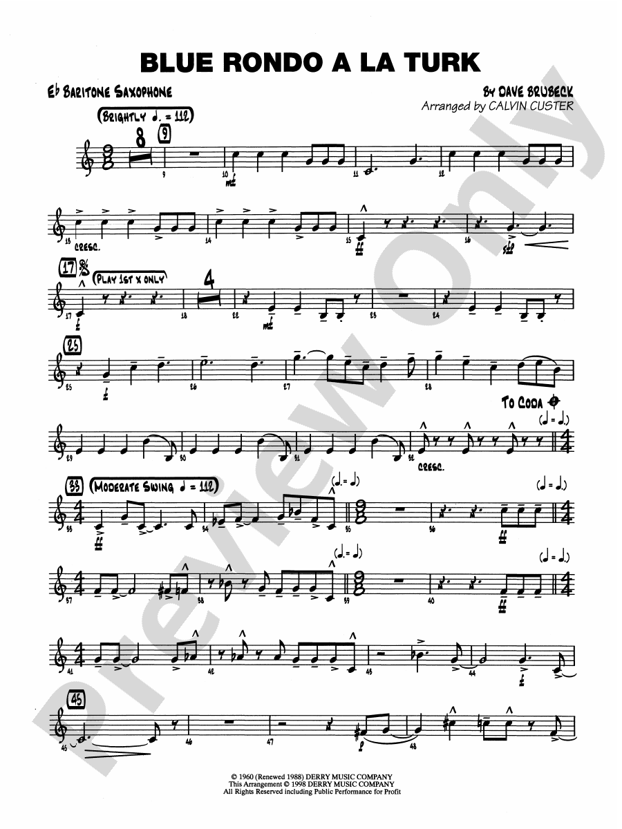 Blue Rondo ala Turk: E-flat Baritone Saxophone: E-flat Baritone ...