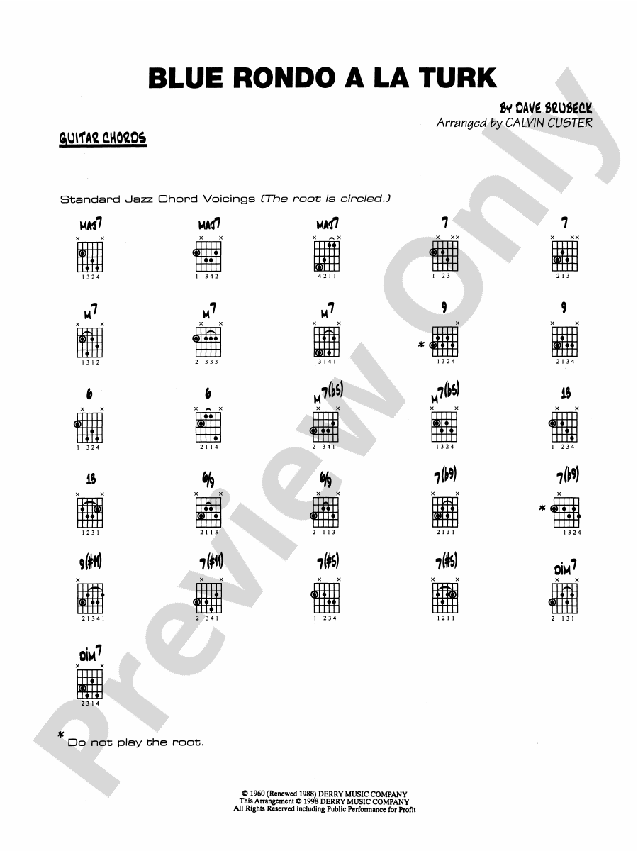 Blue Rondo ala Turk: Guitar Chords: Guitar Chords Part - Digital Sheet ...