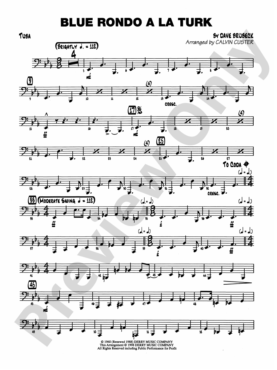 Blue Rondo ala Turk: Tuba: Tuba Part - Digital Sheet Music Download