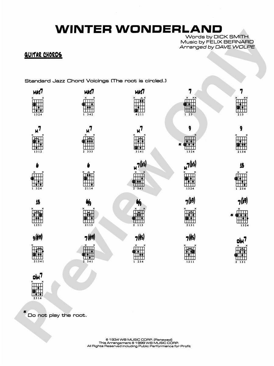 Winter Wonderland: Guitar Chords: Guitar Chords Part - Digital Sheet ...
