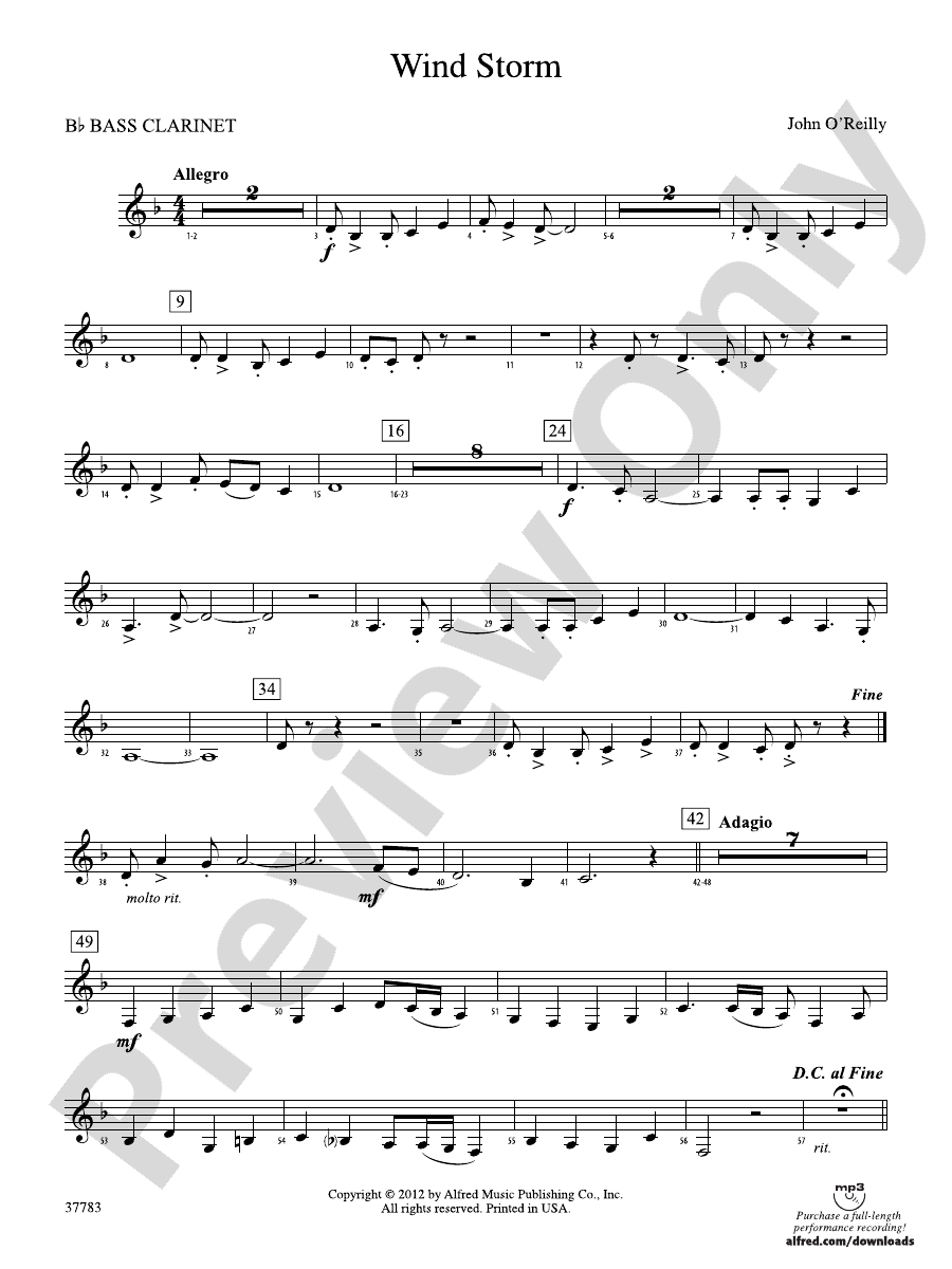Wind Storm: B-flat Bass Clarinet: B-flat Bass Clarinet Part - Digital ...