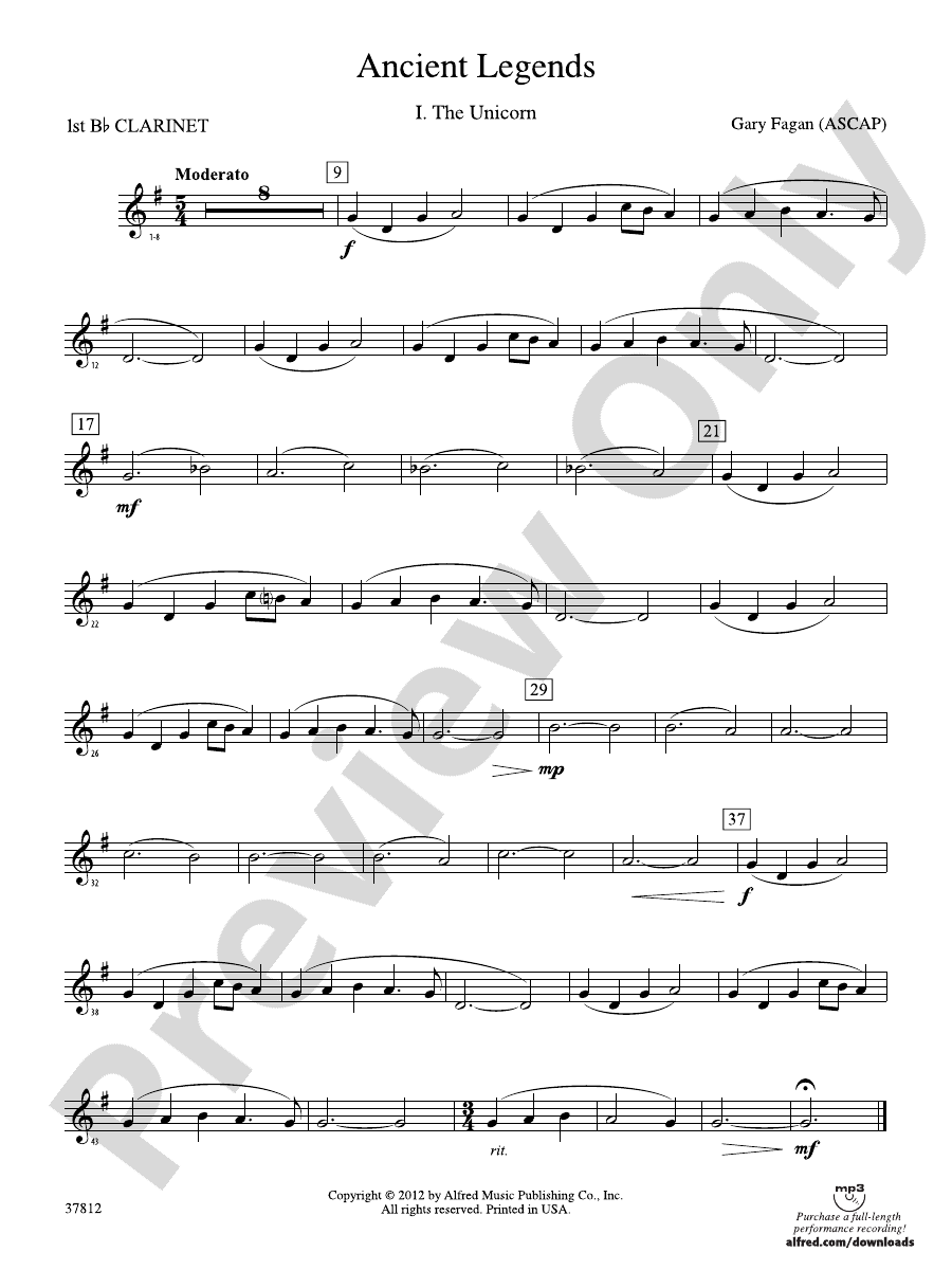Ancient Legends: 1st B-flat Clarinet: 1st B-flat Clarinet Part - Digital Sheet Music Download
