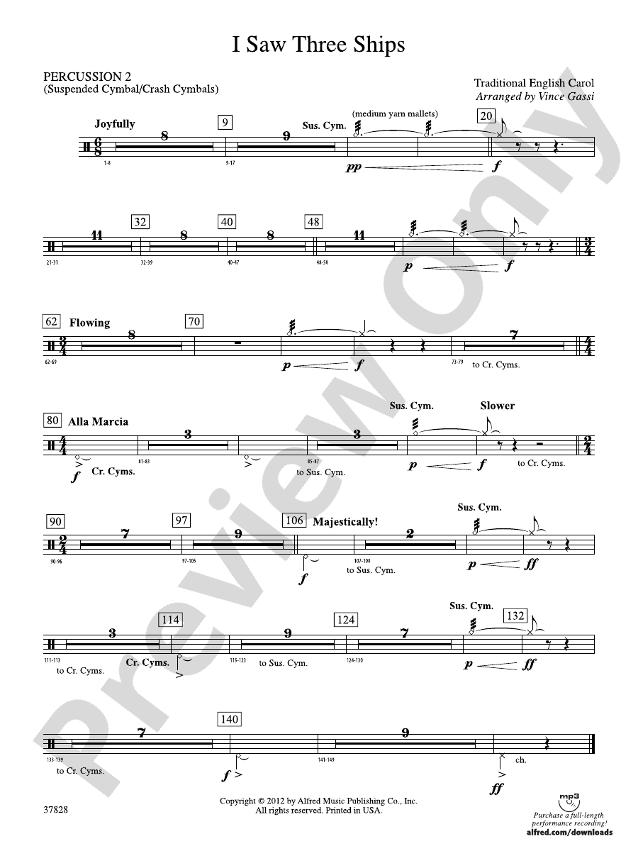 I Saw Three Ships: 2nd Percussion: 2nd Percussion Part - Digital Sheet ...