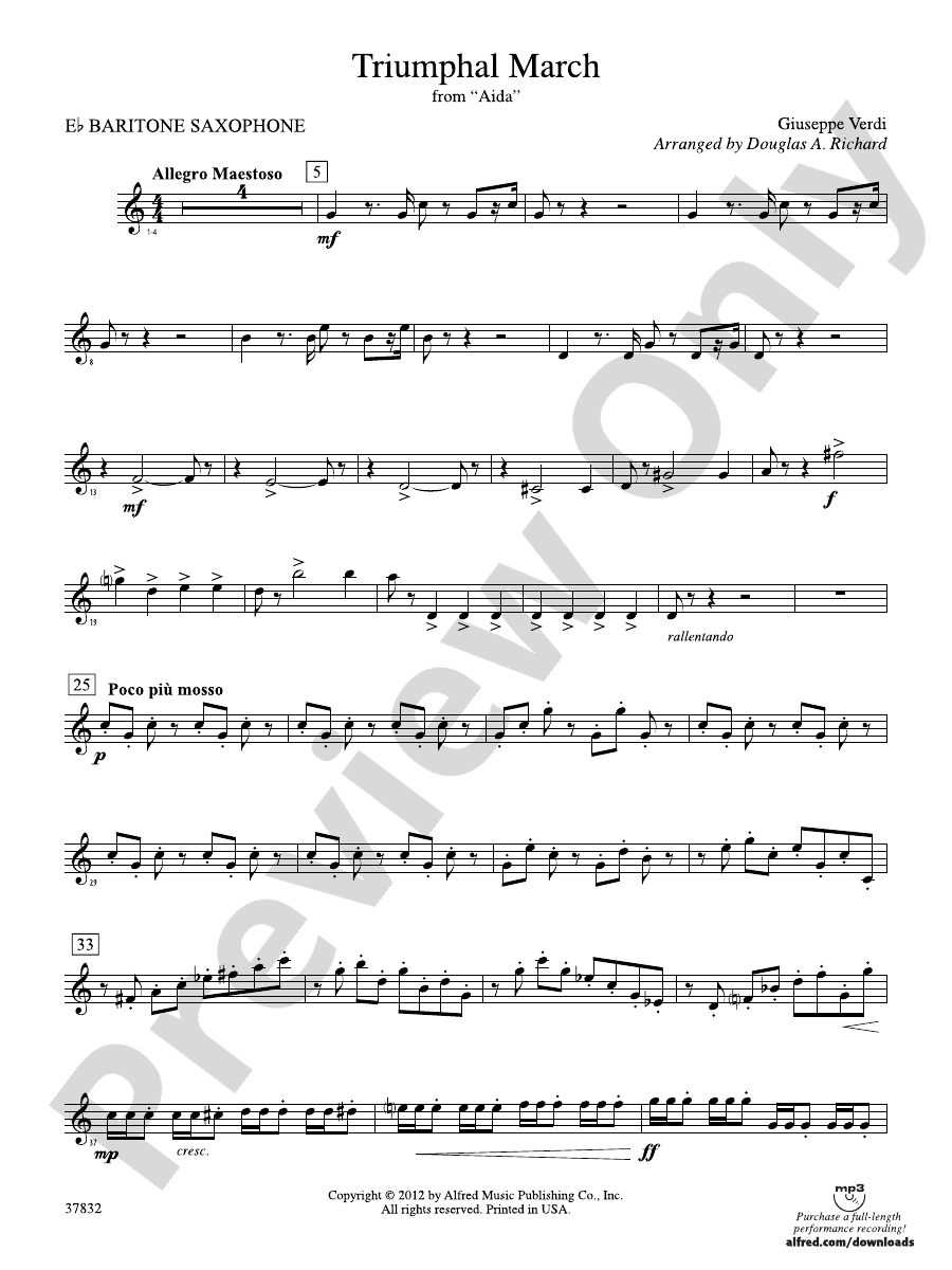 Triumphal March (from Aida): E-flat Baritone Saxophone: E-flat Baritone ...
