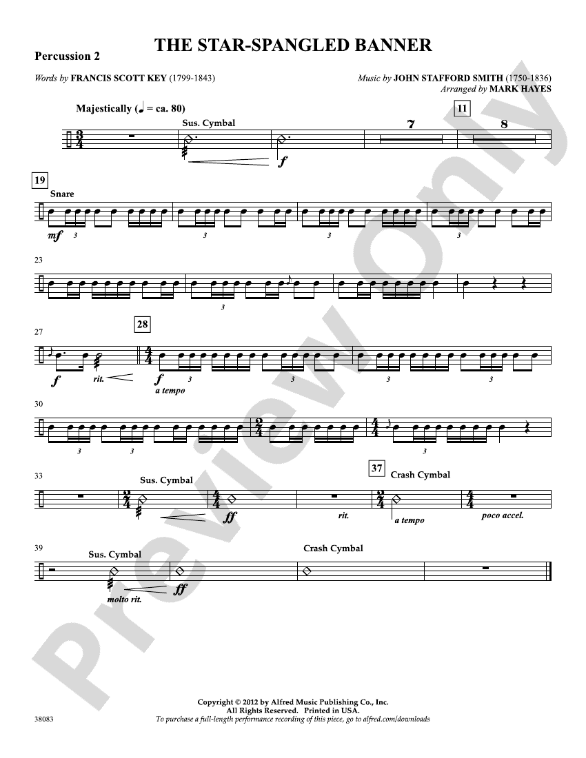 The Star-Spangled Banner: 2nd Percussion: 2nd Percussion Part - Digital ...
