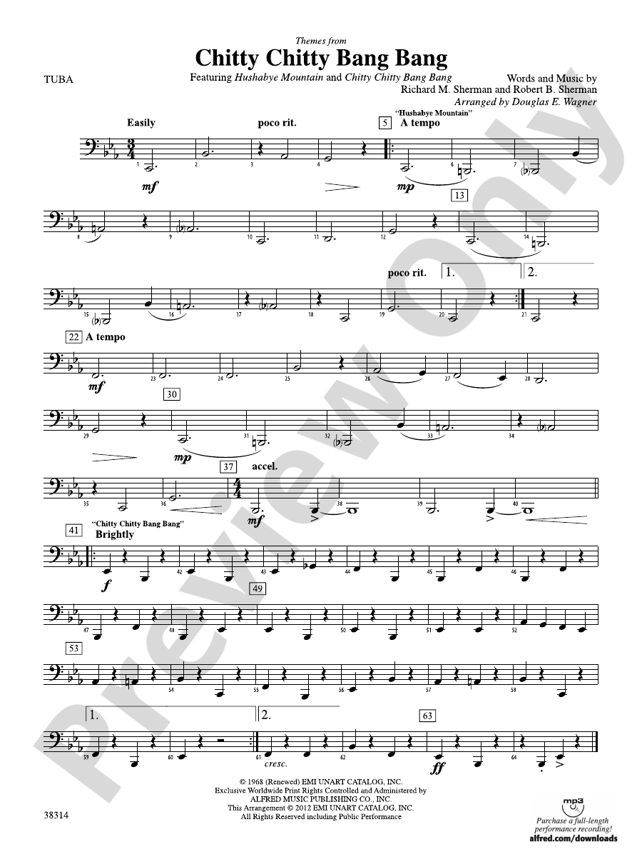 Chitty Chitty Bang Bang, Themes from: Tuba: Tuba Part - Digital Sheet ...