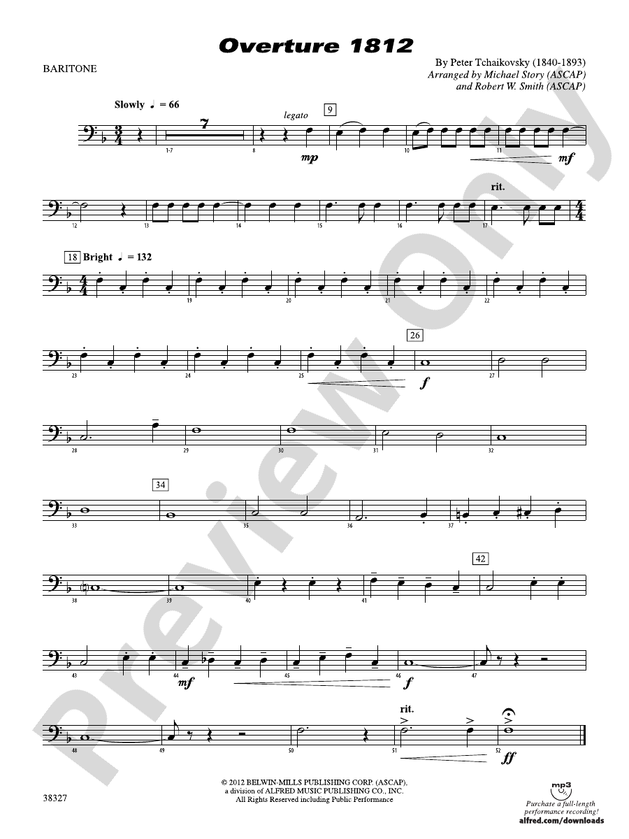 Overture 1812: Baritone B.C.: Baritone B.C. Part - Digital Sheet Music Download