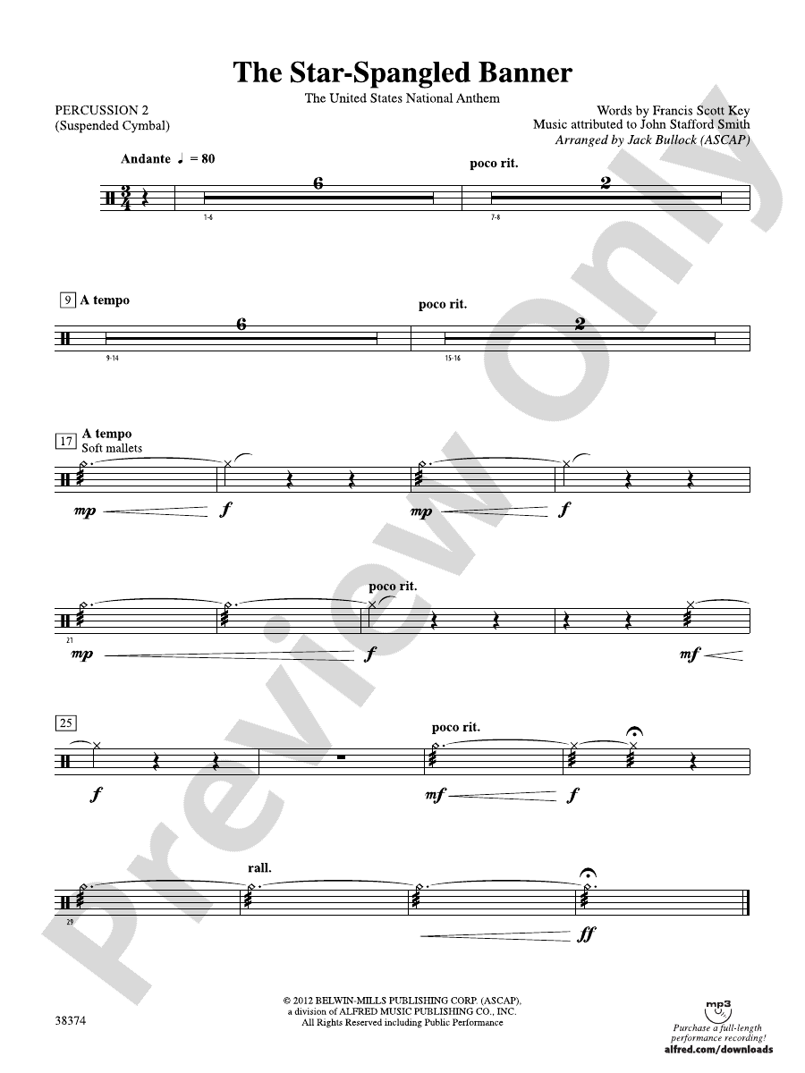 The Star-Spangled Banner: 2nd Percussion: 2nd Percussion Part - Digital ...