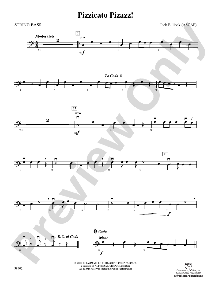 Pizzicato Pizazz!: String Bass: String Bass Part - Digital Sheet Music Download
