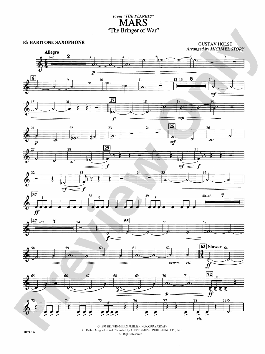 Mars ("The Bringer of War," from The Planets): E-flat Baritone ...