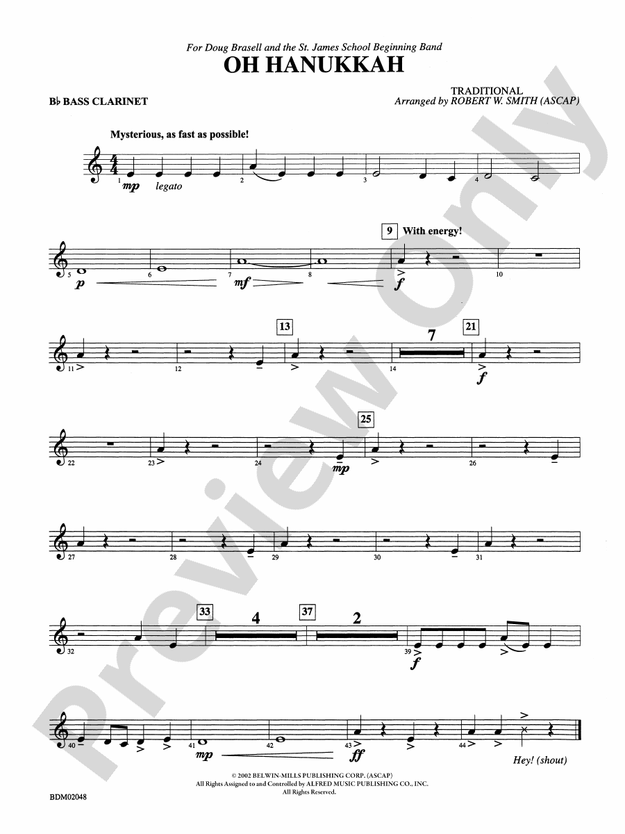 Oh Hanukkah: B-flat Bass Clarinet: B-flat Bass Clarinet Part - Digital ...