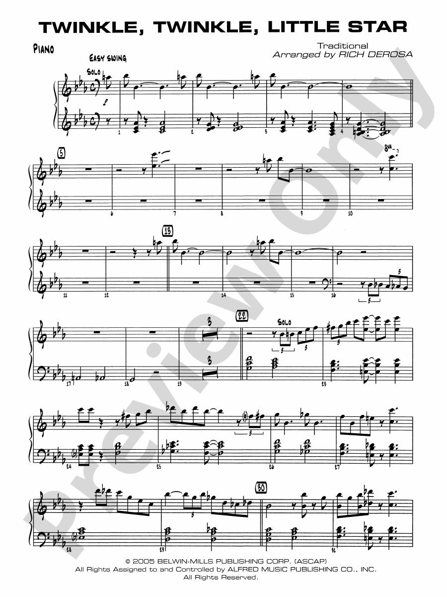 Twinkle, Twinkle Little Star: Piano Accompaniment: Piano Accompaniment ...
