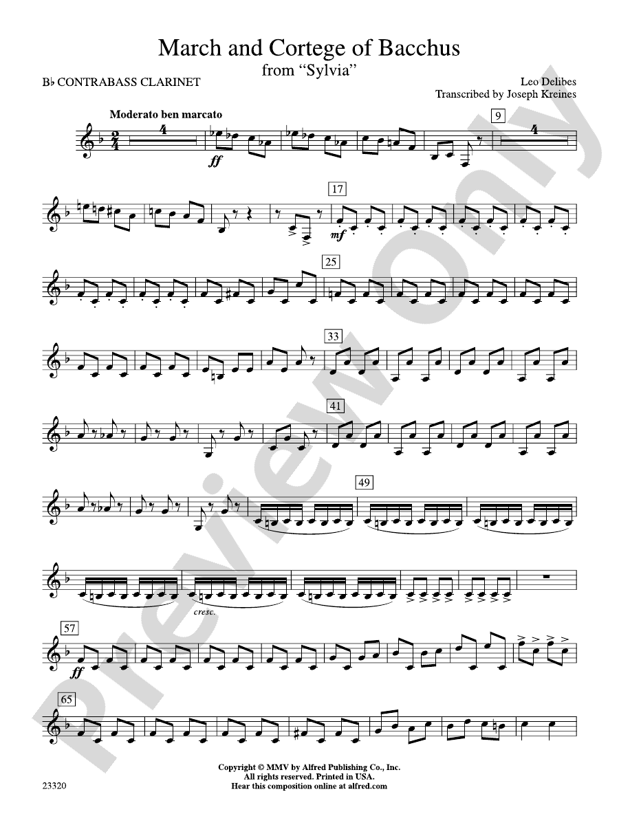 March and Cortege of Bacchus: B-flat Contrabass Clarinet: B-flat ...