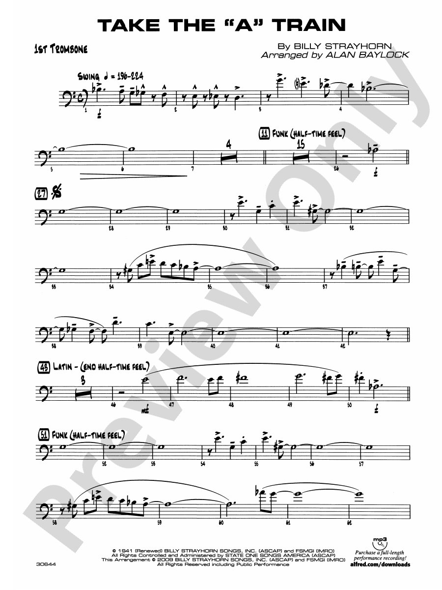 Take the "A" Train: 1st Trombone: 1st Trombone Part - Digital Sheet ...