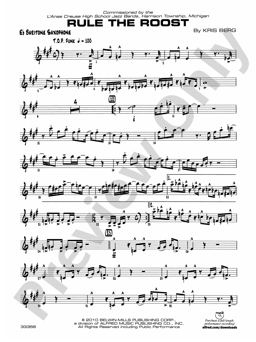 Rule the Roost: E-flat Baritone Saxophone: E-flat Baritone Saxophone Part - Digital Sheet Music ...