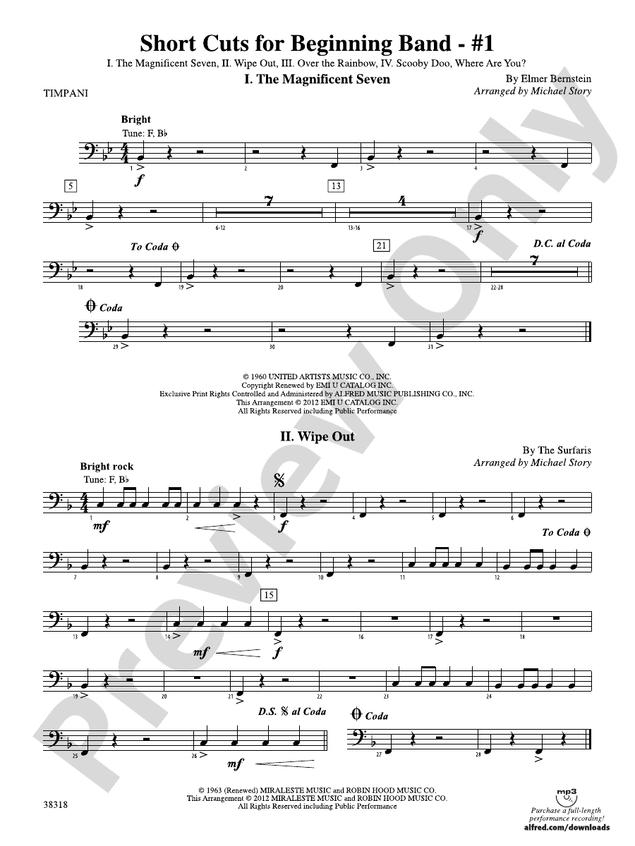 Short Cuts for Beginning Band -- #1: Timpani: Timpani Part - Digital ...